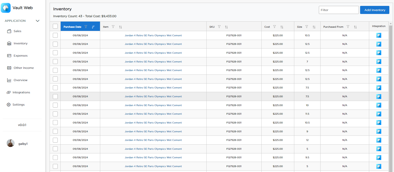Vault Web | Easily track your reselling career!
